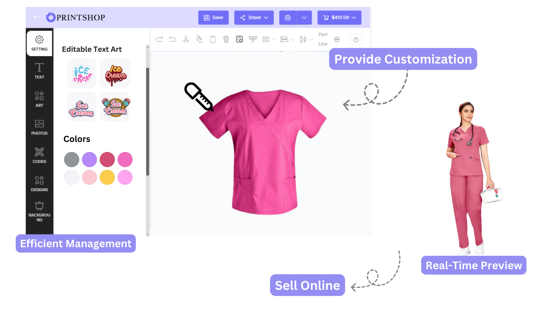 Web2Print Uniform Designer tool Software | Online Uniform Design Tool